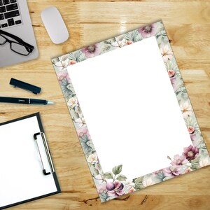 Flowers and Fig Fruit Writing Paper Set Unlined Lined A4/A5/US Letter ...