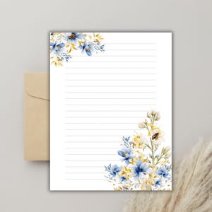 Flower Printable Stationery,watercolor Floral Stationary,digital ...