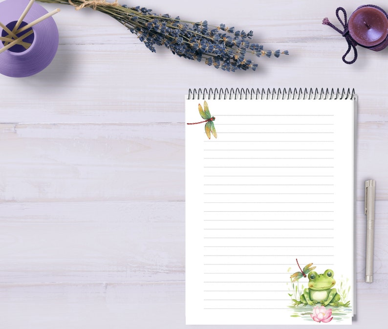 Frog Printable Stationery-frog Stationary Set-cute Animal Digital ...