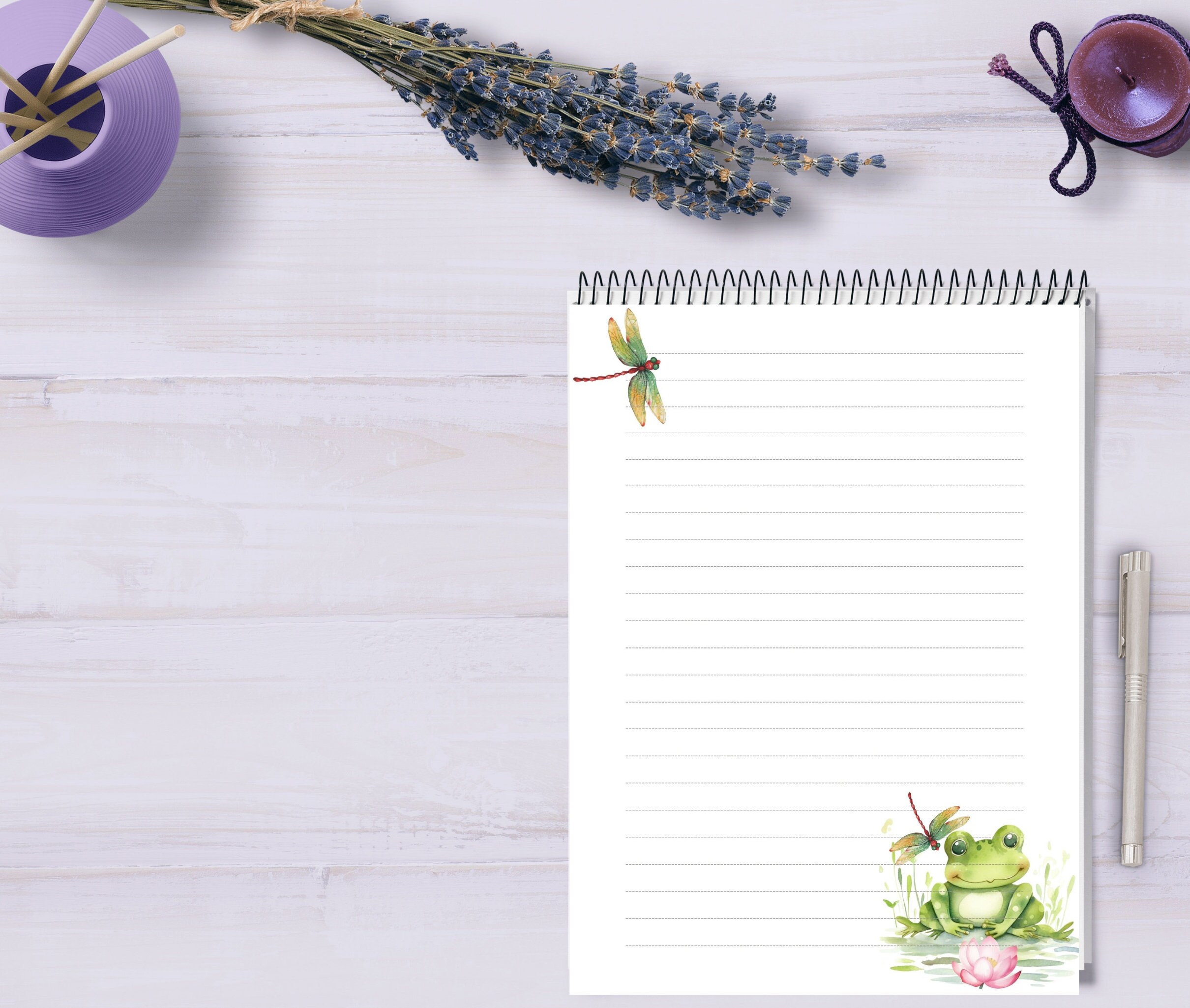 Frog Printable Stationery-frog Stationary Set-cute Animal Digital ...