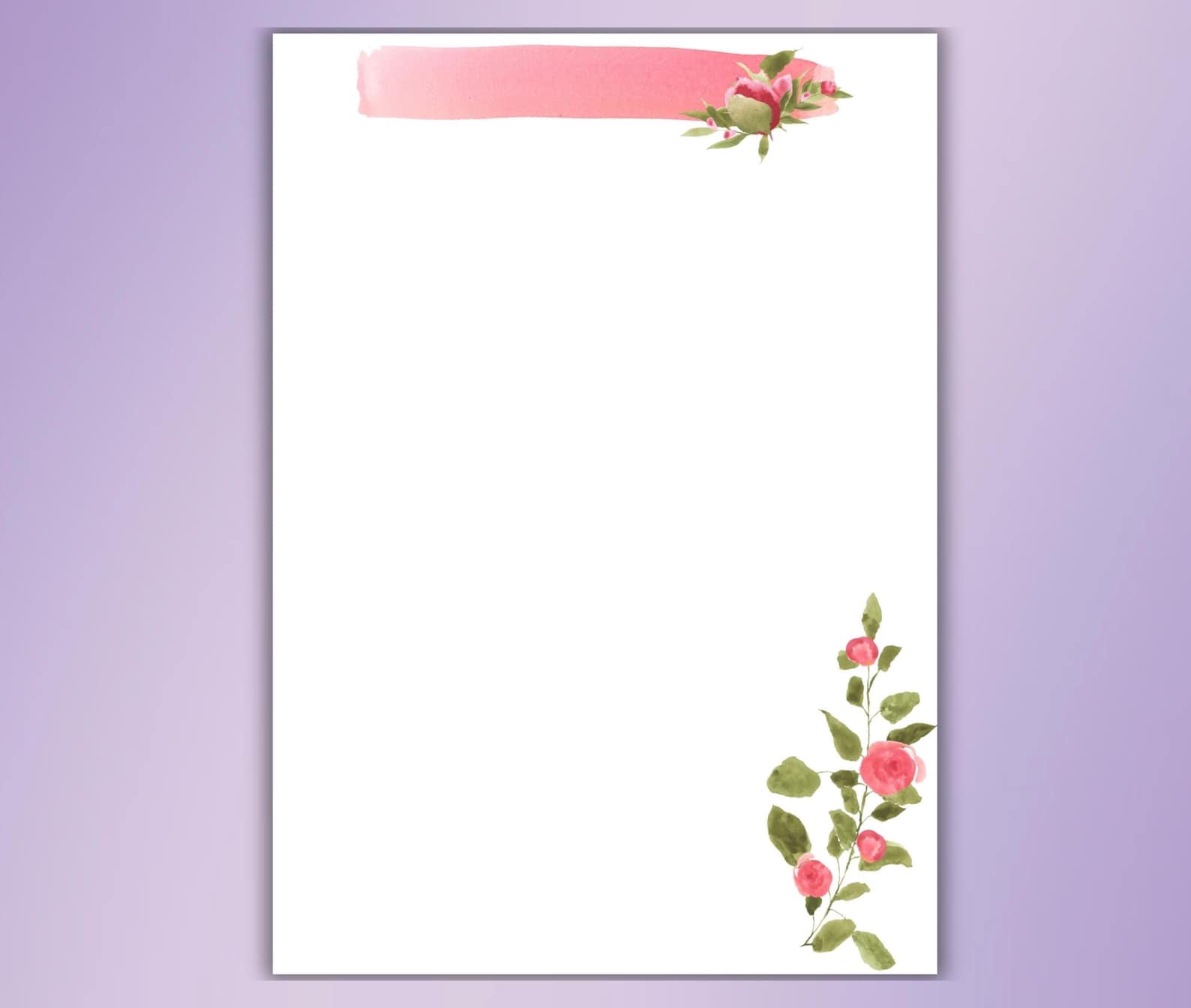 Rose Writing Set,flower Printable Stationery,floral Writing Paper ...