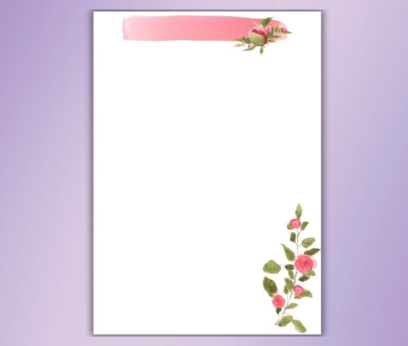 Rose Writing Set,flower Printable Stationery,floral Writing Paper ...