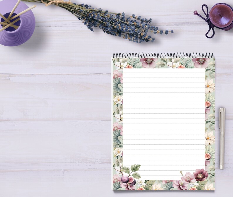 Flowers and Fig Fruit Writing Paper Set Unlined Lined A4/A5/US Letter ...