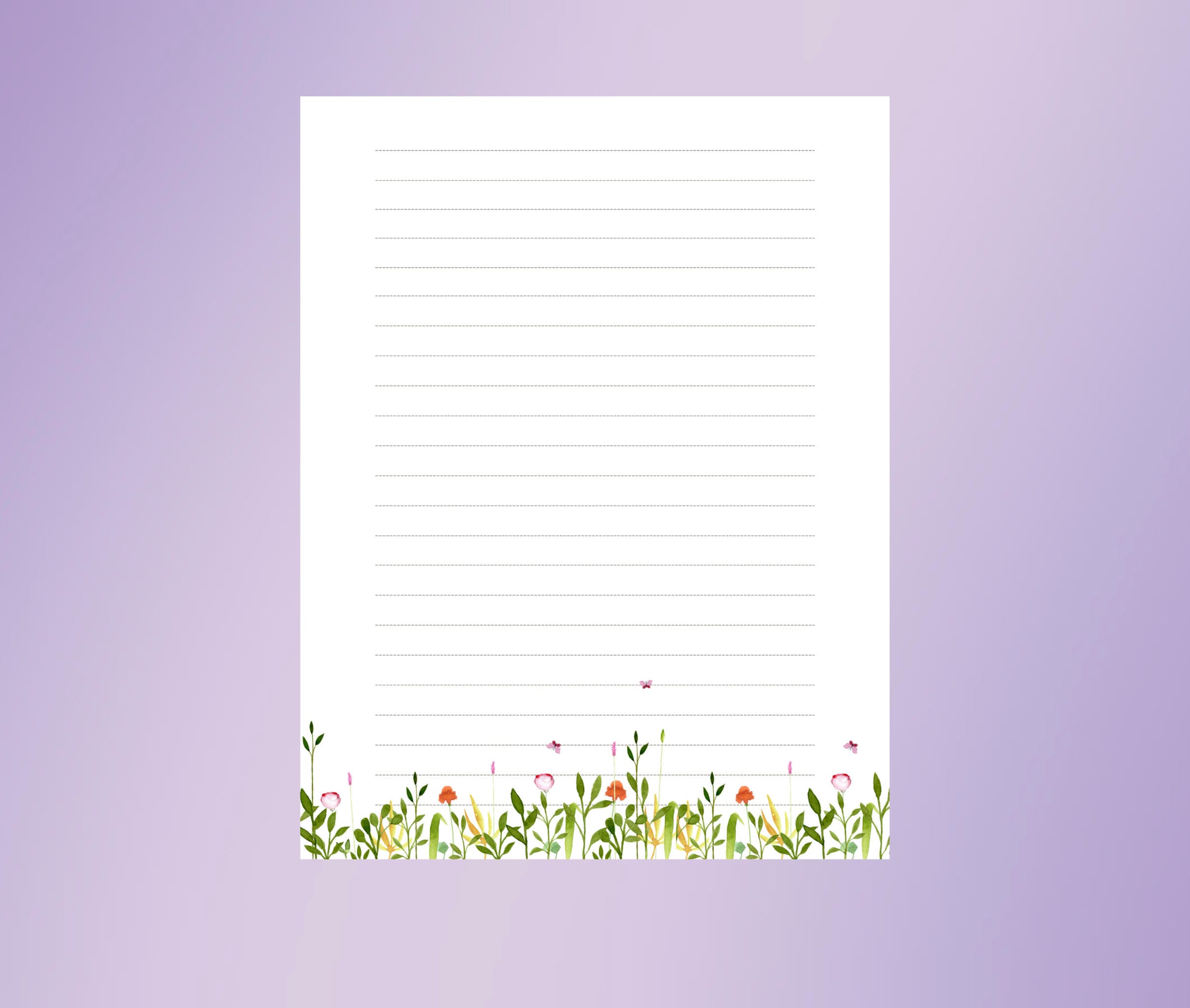 Printable Floral Stationery,digital Download,writing Paper Flower ...