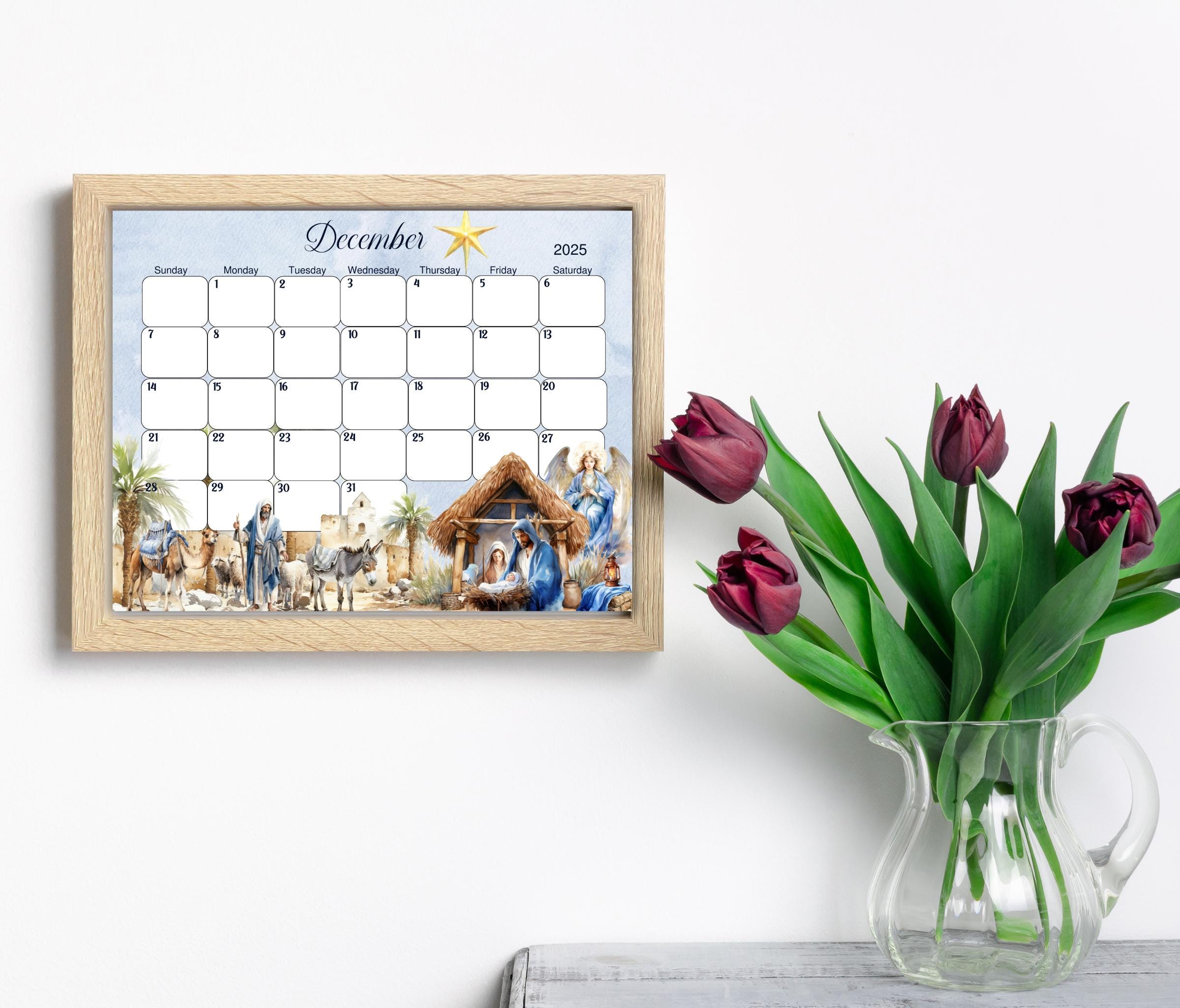 Nativity Religious Fillable Monthly Planner-christian Christmas ...