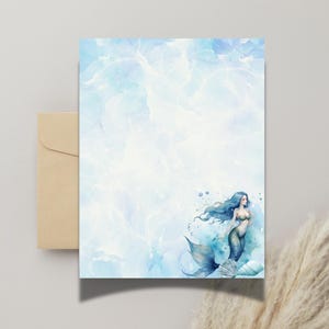 Watercolor Mermaid Printable Stationery-marine Writing Paper Set A4/A5 ...