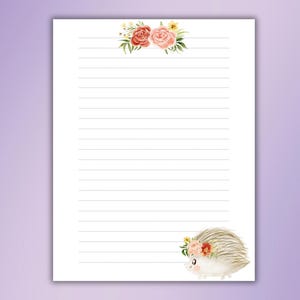 Hedgehog PRINTABLE Stationery, Printable Stationary, Printable Writing ...
