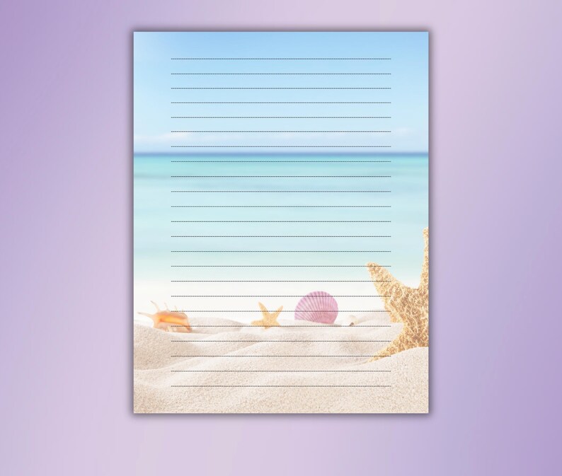 Beach Printable Stationery Digital Download,printable Writing Paper ...