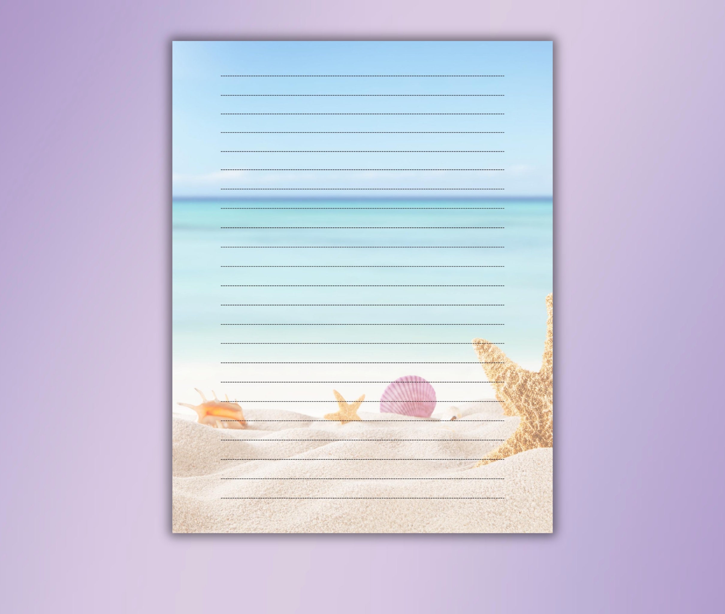 Beach Printable Stationery Digital Download,printable Writing Paper ...