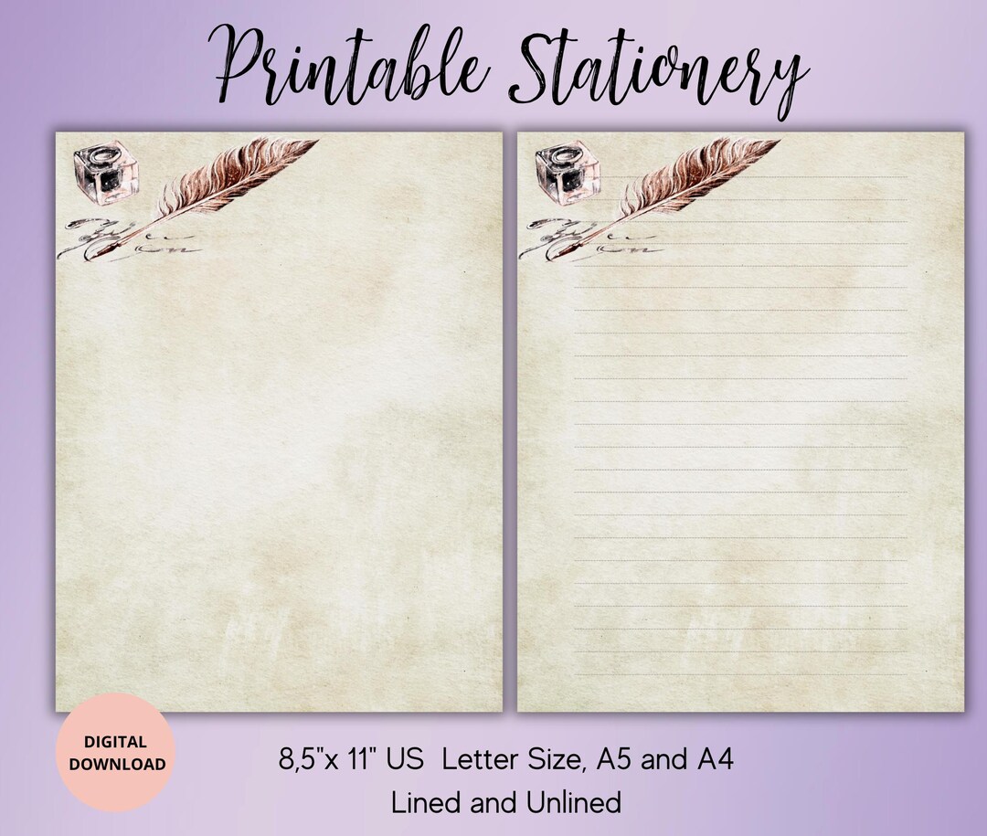 Vintage Old Paper Printable Stationery,pen and Ink, Pen Pal Supplies ...