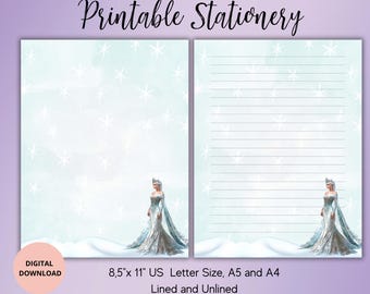 Ice Queen Letter Writing Paper A5 Stationery Lined/unlined Penpal ...