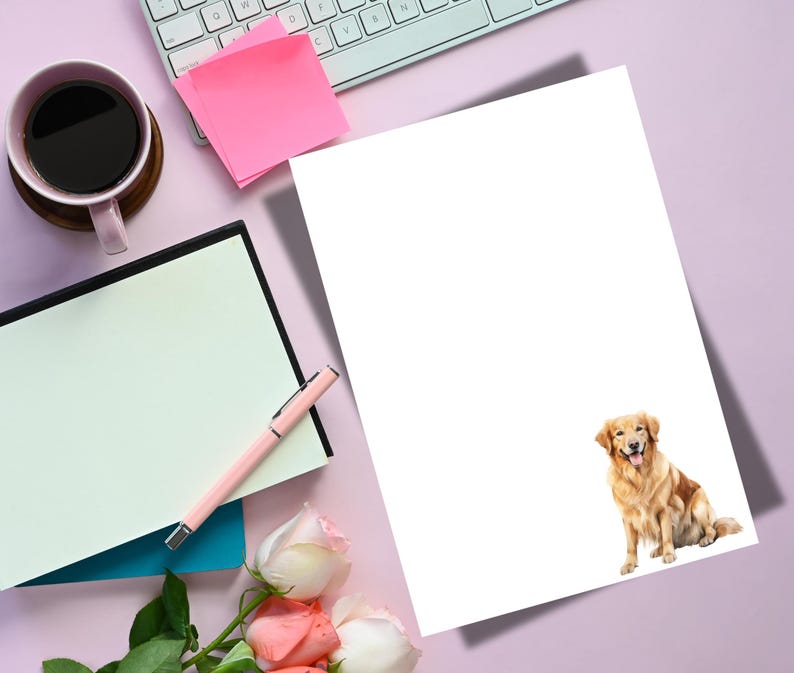 Golden Retriever Printable Stationery-dog Writing Paper Lined Unlined ...