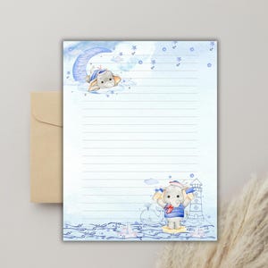 Elephant Printable Stationery-kids Stationary-animal Writing Paper Set ...