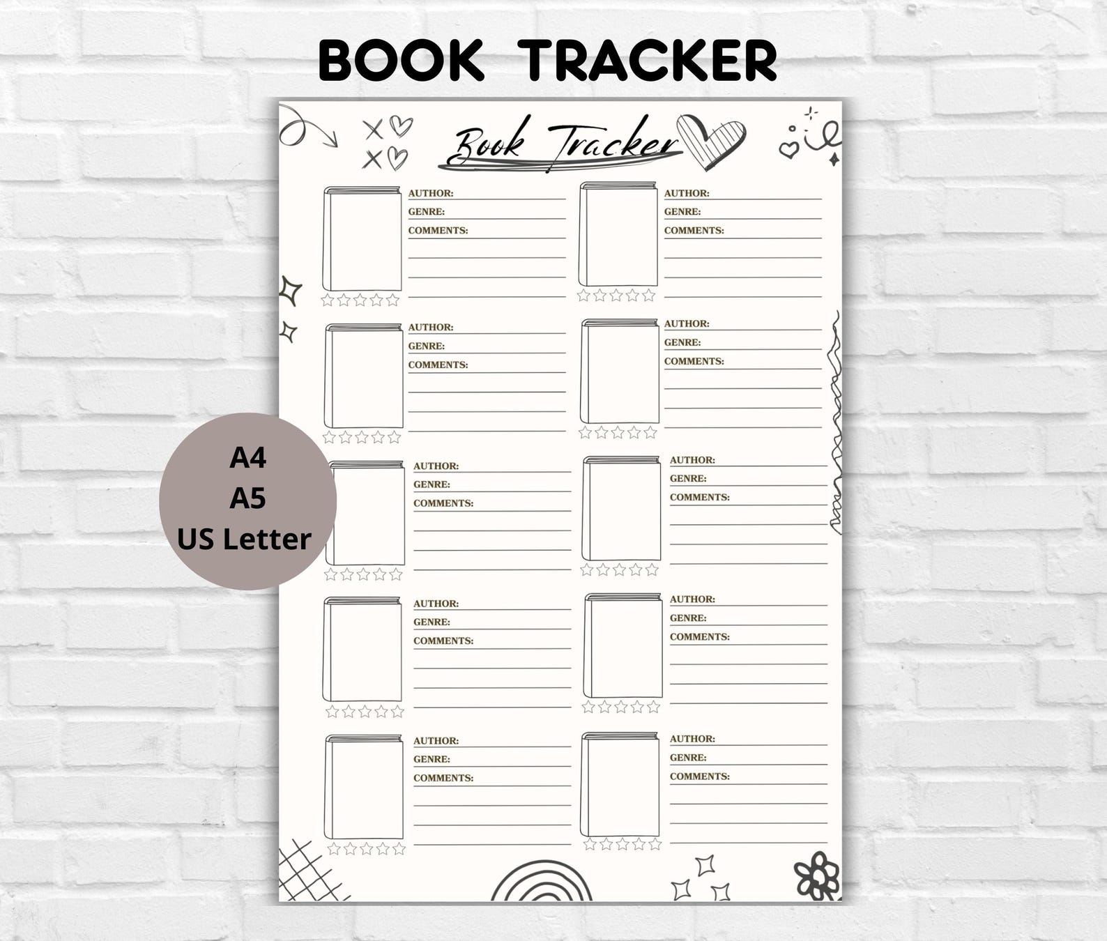Printable Book Tracker Template-printable Reading Journal- Book Tracker ...