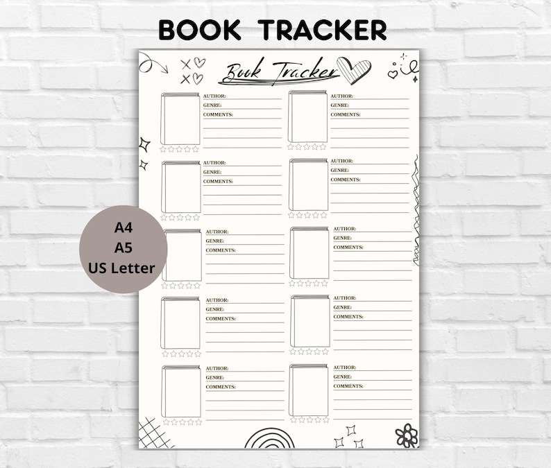 Printable Book Tracker Template-printable Reading Journal- Book Tracker ...