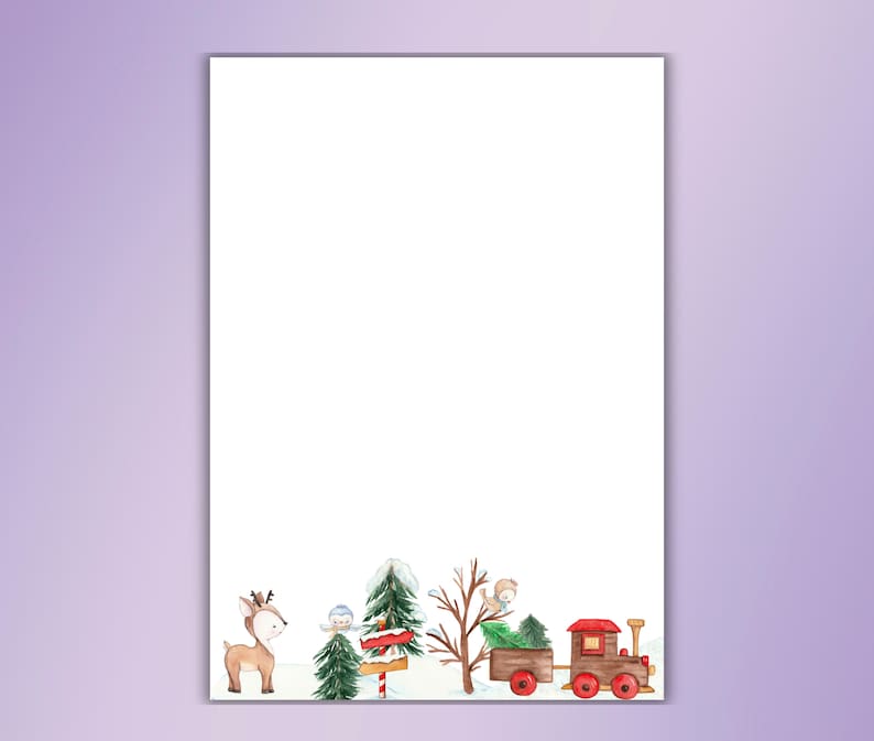 Winter Animal Printable Stationery/christmas Stationary Holiday Letter ...