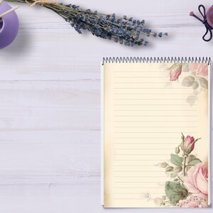 Vintage Paper With Roses Printable Stationery Set-flower Writing Paper ...