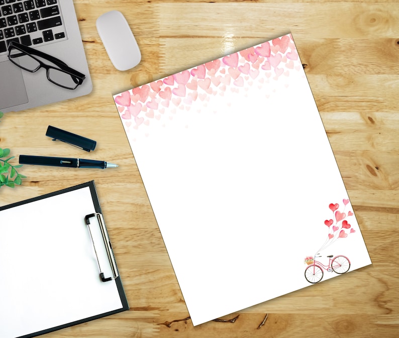 Heart Printable Stationery-love Note Digital Download-valentine's Day ...