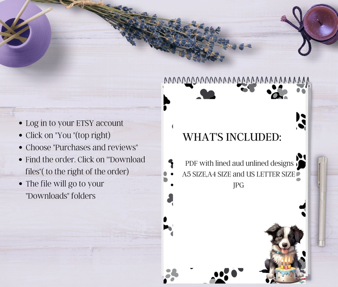 Dog Printable Stationery-dog Paw Writing Letter Paper Set Lined Unlined ...