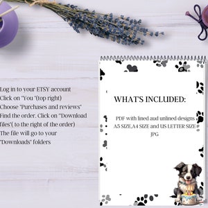 Dog Printable Stationery-dog Paw Writing Letter Paper Set Lined Unlined ...