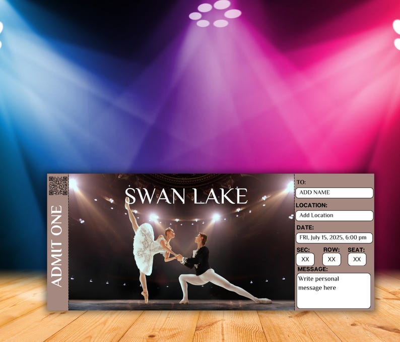 Ballet Ticket Editable Template-ballet Gift Ticket-ballet Lover Gift ...