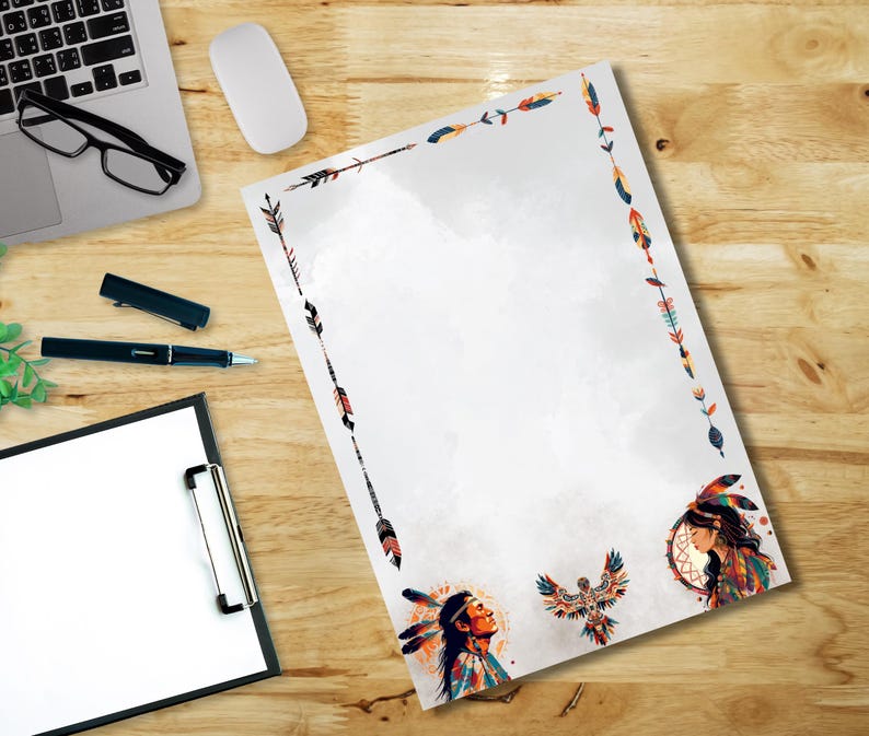 Indian Native Americans Printable Stationery Set-writing Paper Set A5 ...