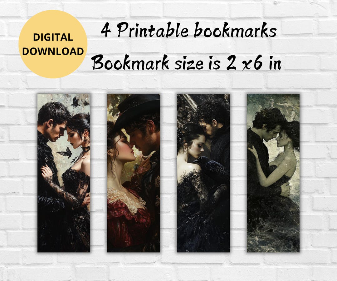 Dark Romance Reader Printable Bookmarks Set-romantic Bookmarks-digital ...