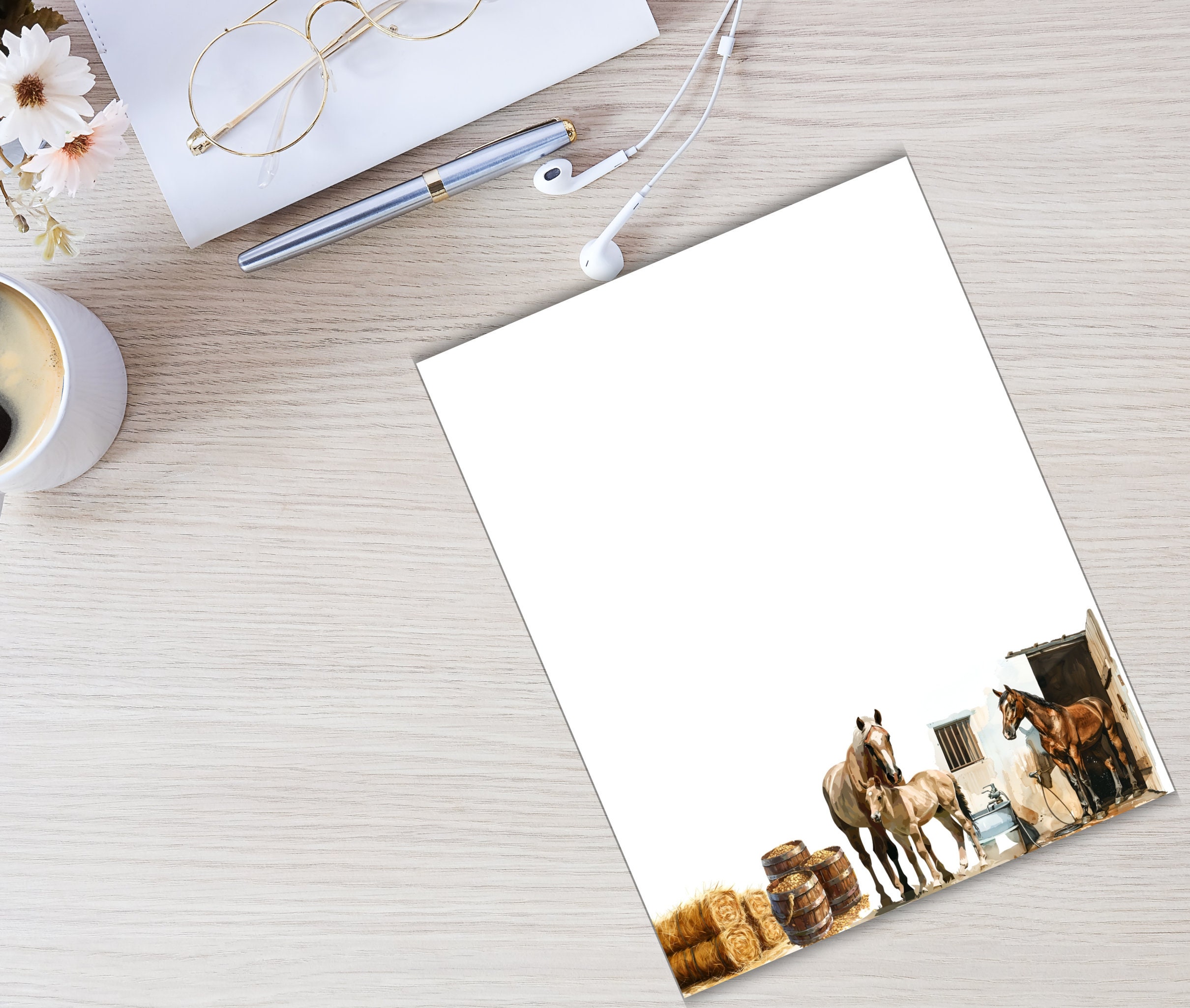 Horses in the Stable Printable Stationery-cute Horse Writing Printable ...