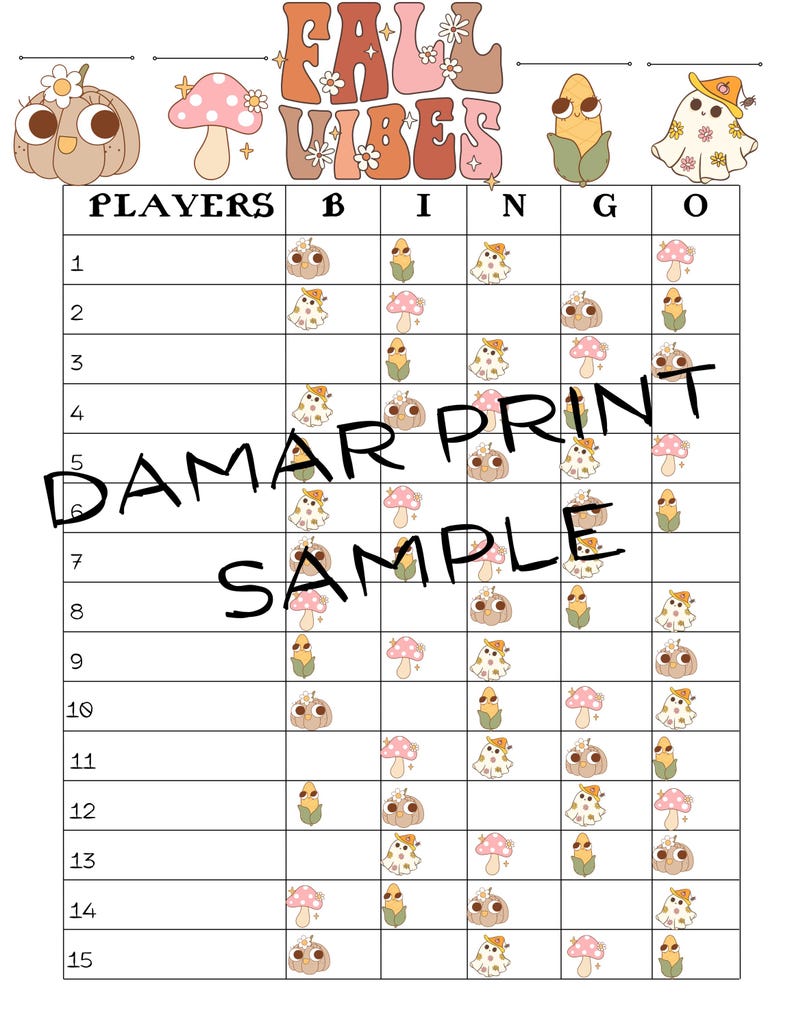 Fall Vibes Bingo Boards - Instant Download -printable Bingo Boards - 1 ...