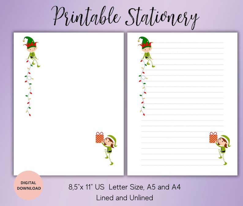 Christmas Gnome Printable Stationery,digital Download,christmas ...