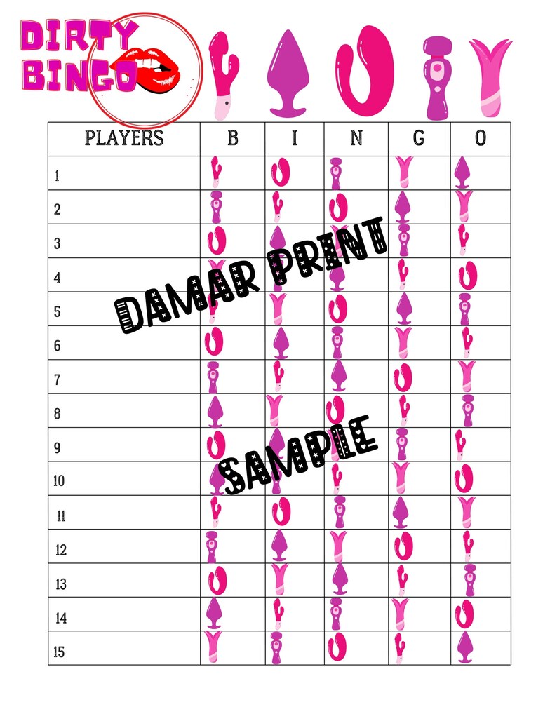 Dirty Bingo Boards-15 Line Bingo Board 1-75 Balls Mixed - Etsy