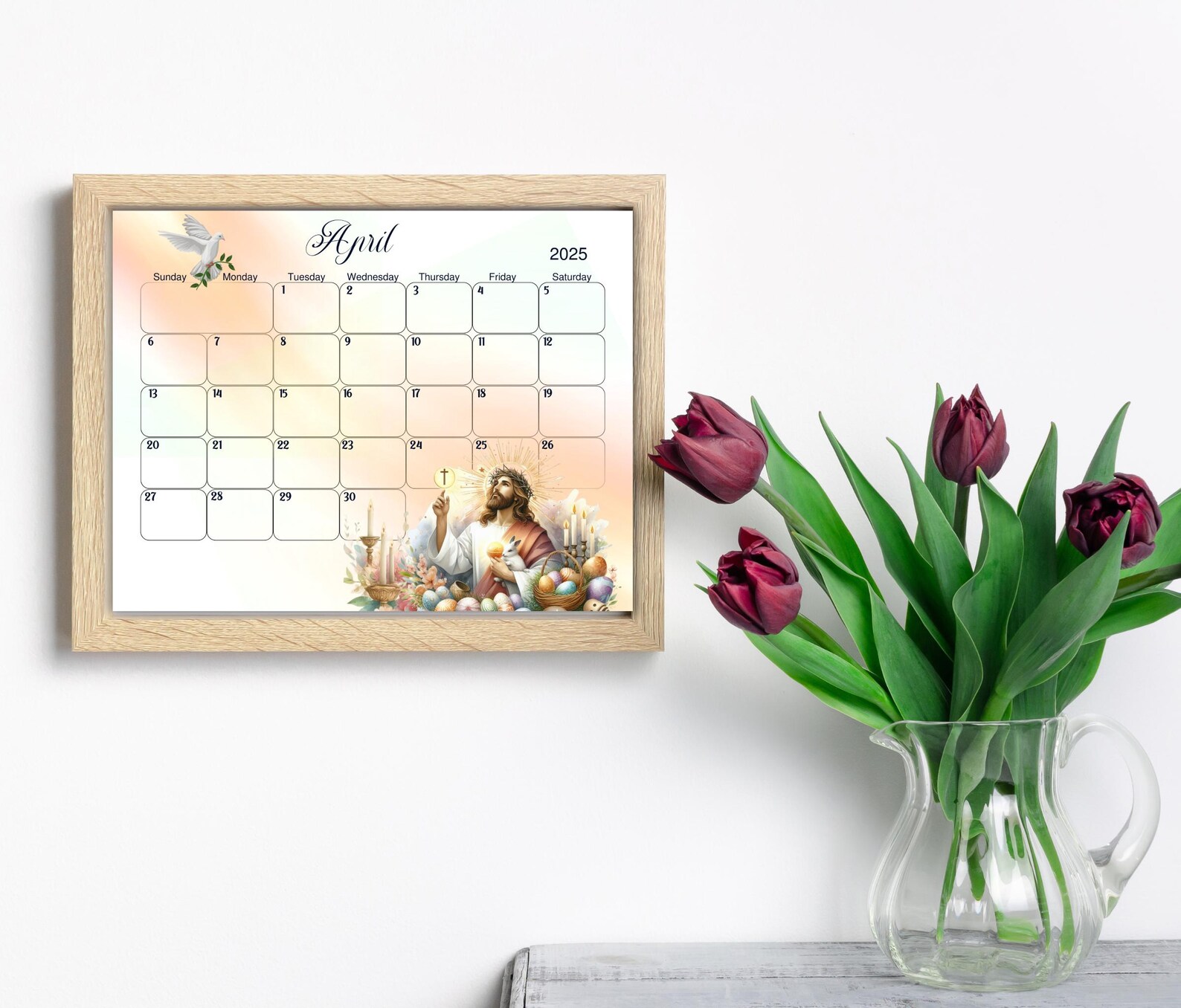 Christian Easter Editable Calnendar-april 2025 Fillable Monthly Planner ...