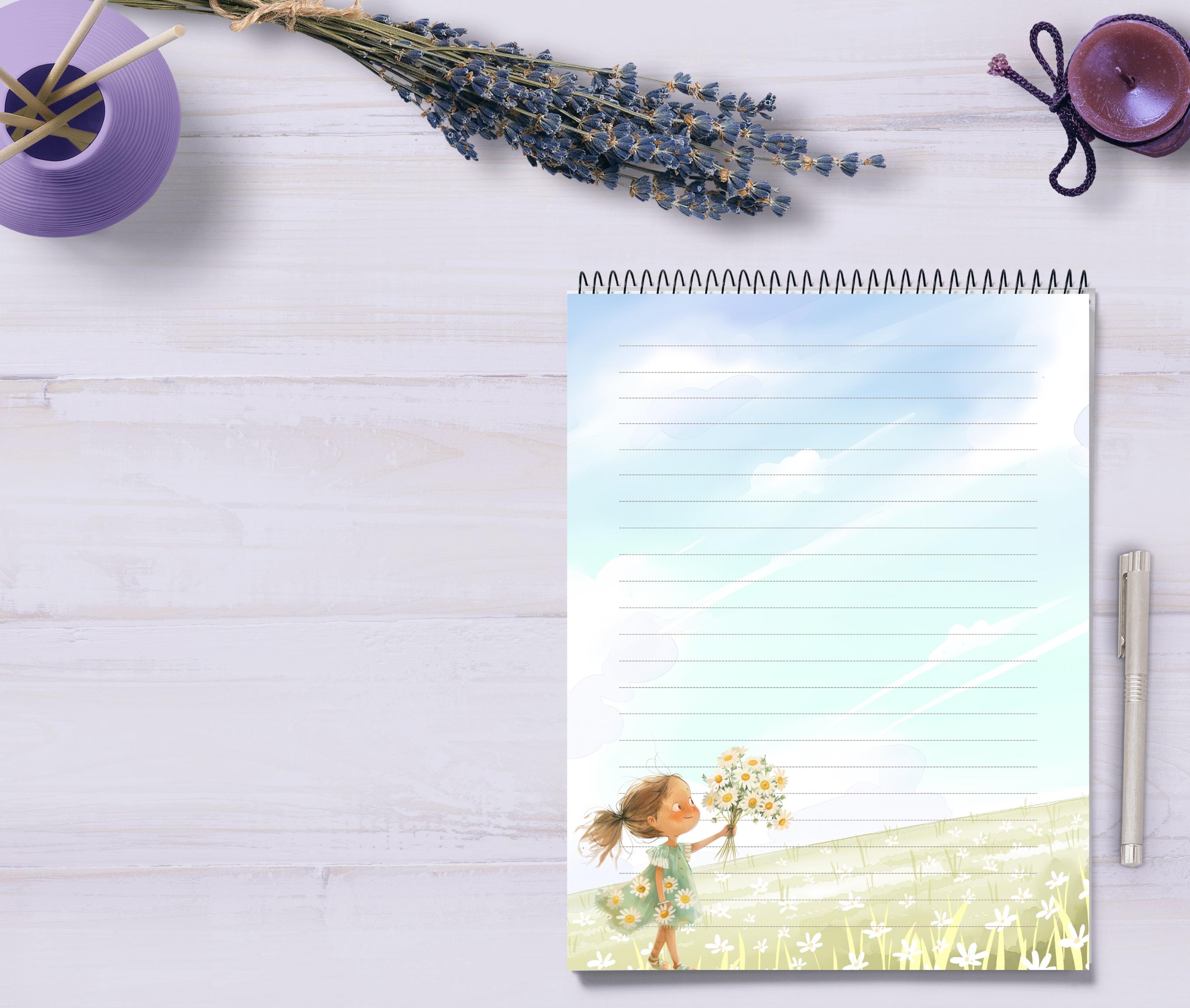 Girl With Daisy Printable Stationery-watercolor Summer Writing Paper ...