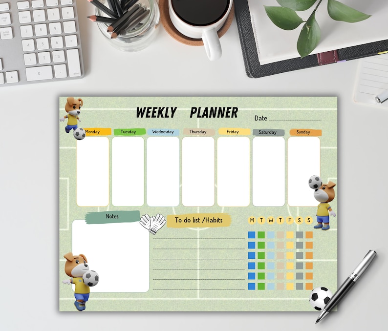 Editable Weekly Planner-printable Football School Planner-sports ...