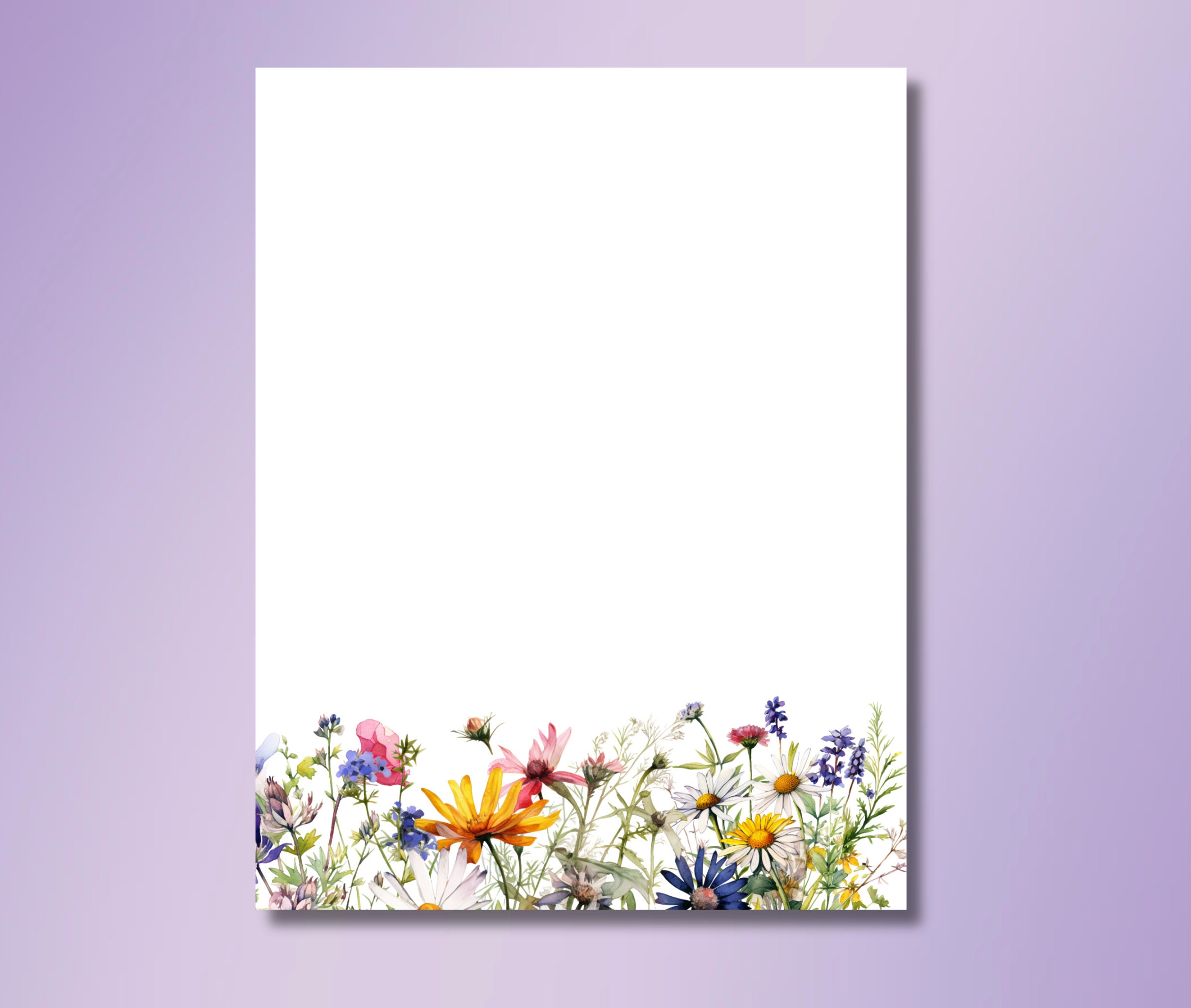 Wildflower Writing Set,flower Printable Stationery,floral Writing Paper ...