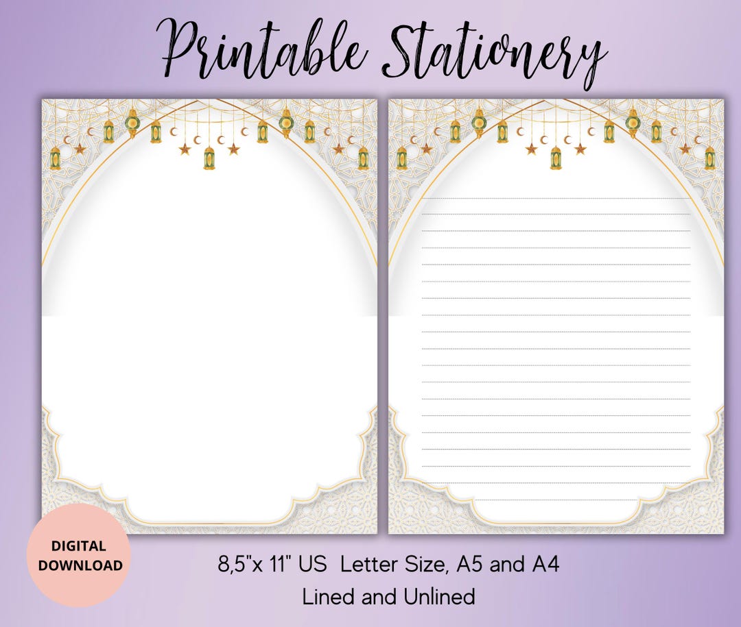 Muslim Printable Stationery Set-ramadan Islamic Writing Paper Set ...