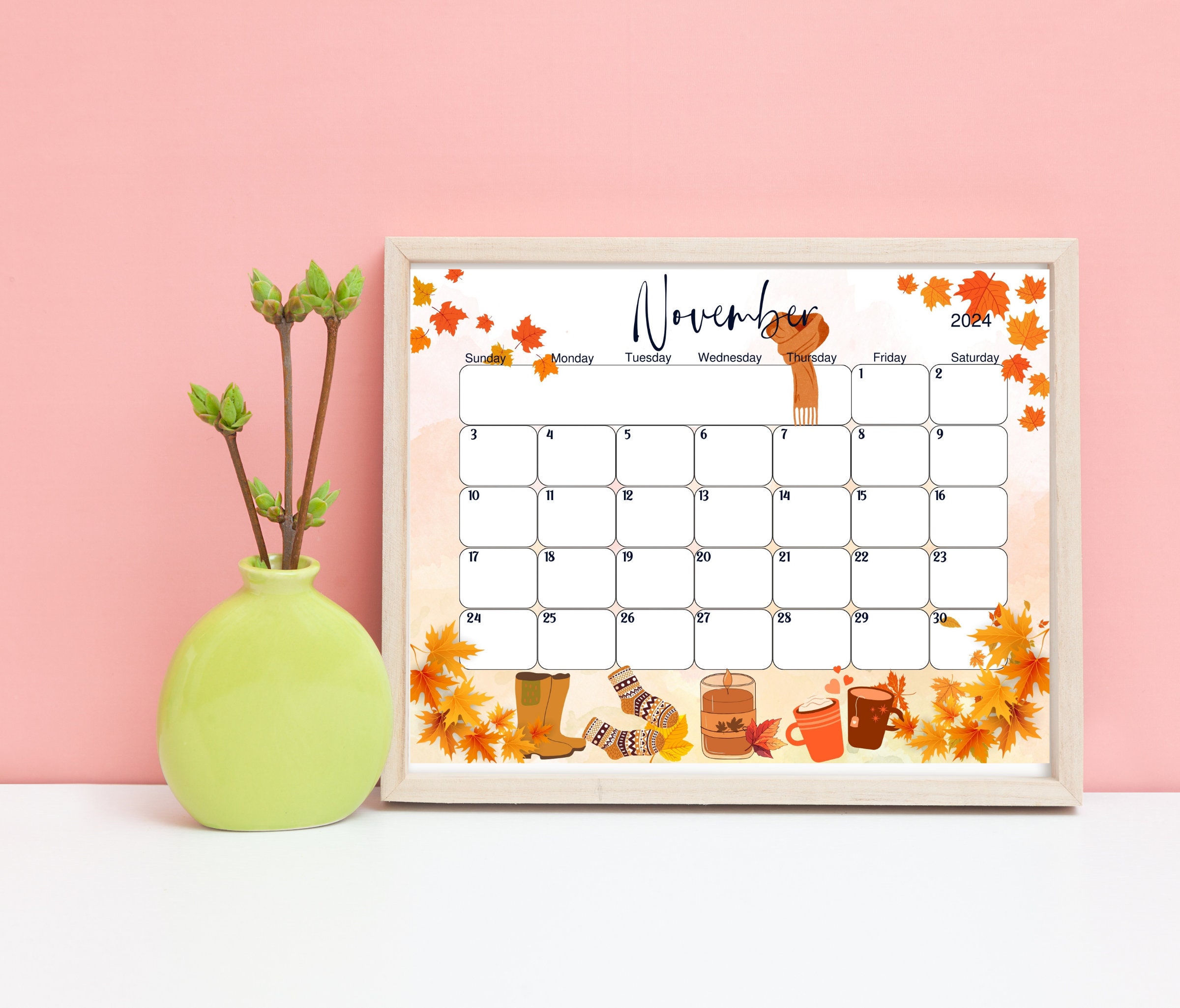 Editable November 2024 Printable Calendar-autumn Monthly Planner ...