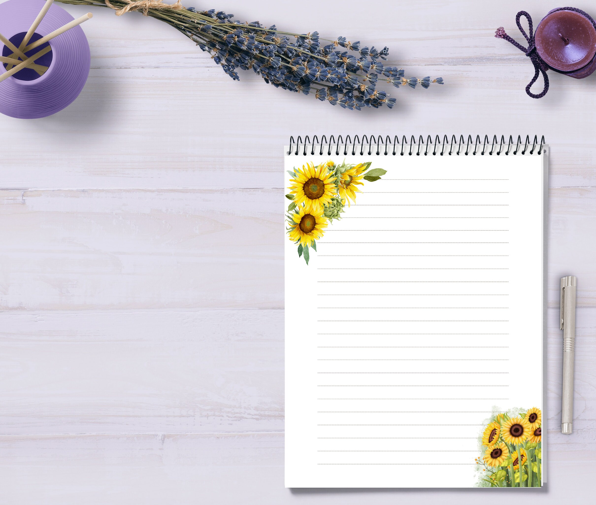 Printable Sunflower Stationery,flower Stationary,digital Download ...