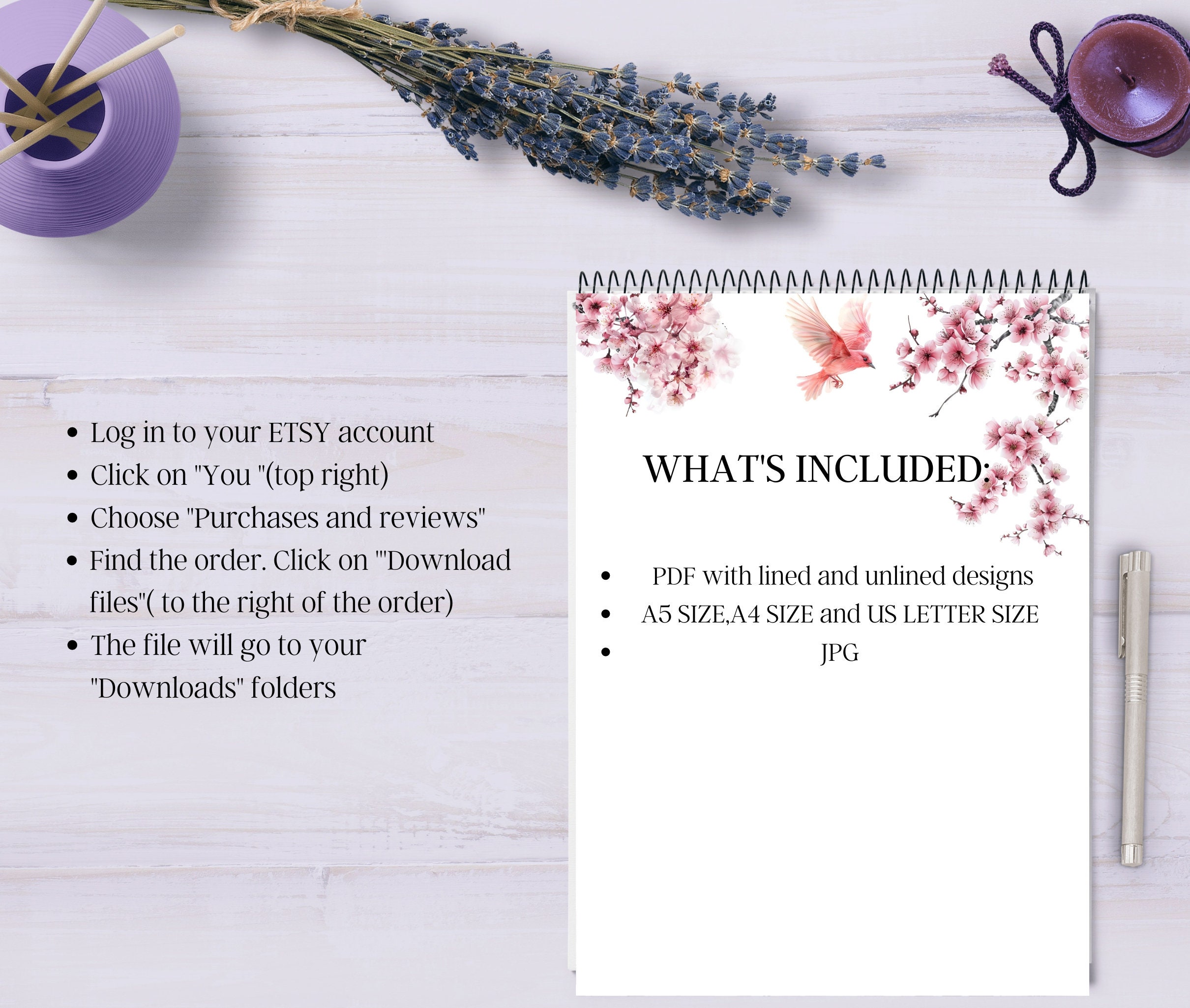 Cherry Blossom and Bird Printable Sationery-sakura Writing Paper Set ...