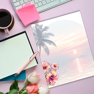 Hawaiian Flower Writing Paper Set - Printable Stationery Set Unlined ...
