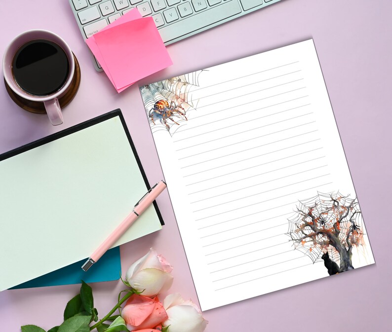 Tree in the Spider Web Printable Stationery-spider Writing Paper Set ...