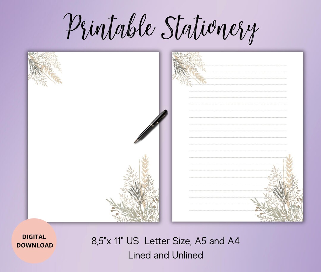 Wildflower Writing Set,flower Printable Stationery,floral Writing Paper ...