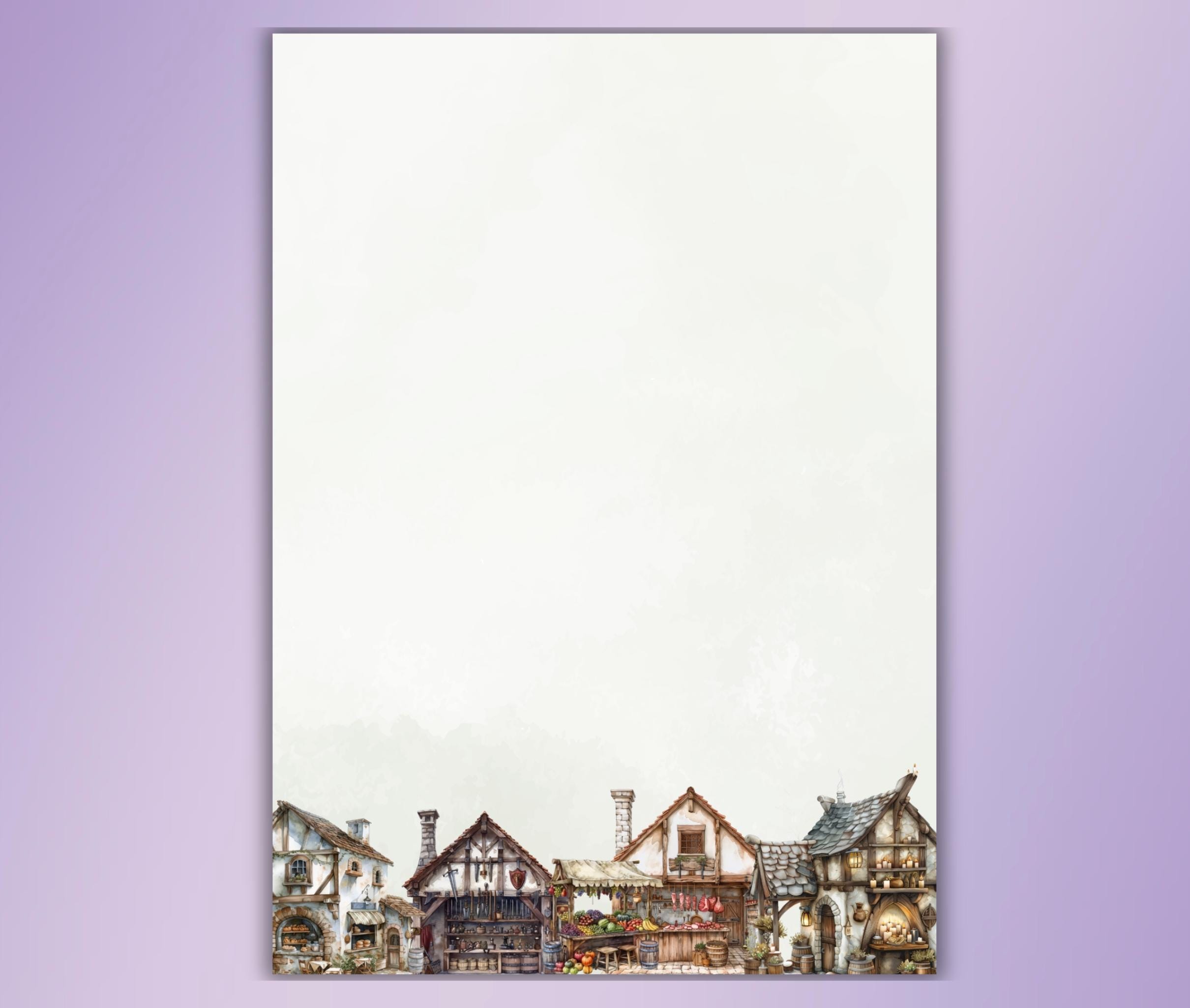 Medieval Village-printable Stationery-village Writing Paper Set A5/A4 ...