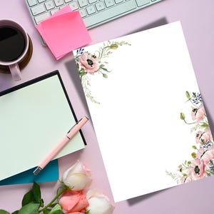 Poppies Printable Stationery-flower Writing Paper Set Unlined Lined A5 ...