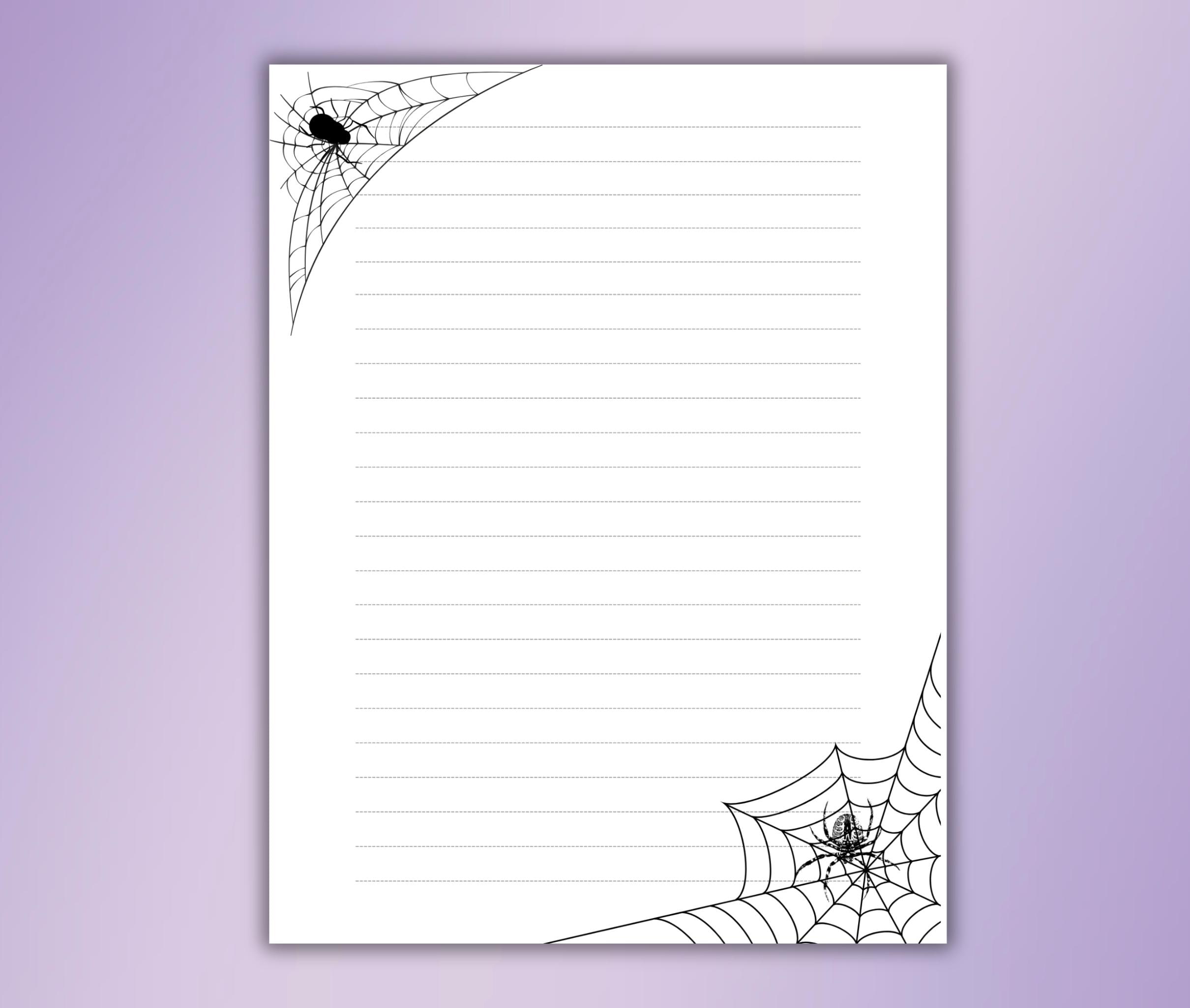 Spider Printable Stationary-halloween Printable Stationery-spider Web ...