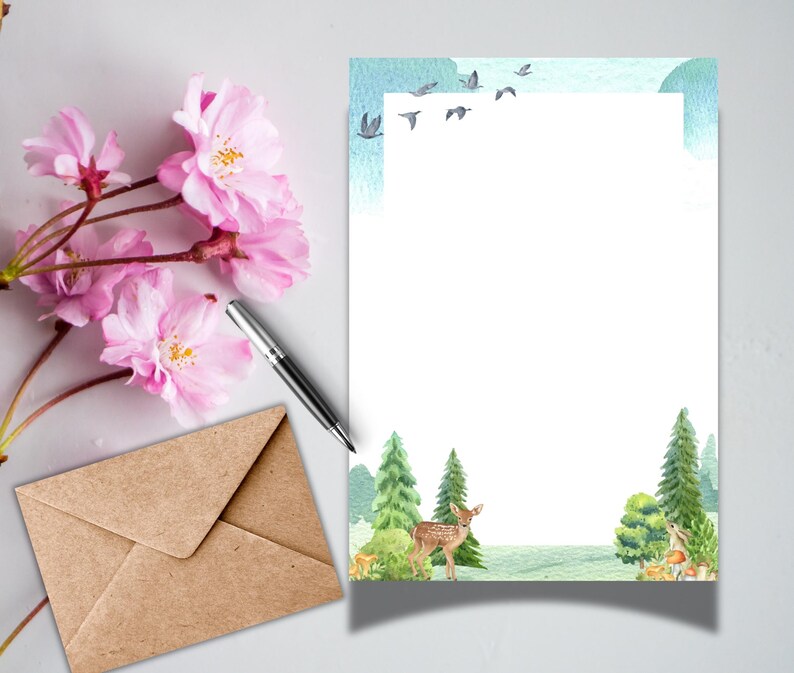 Woodland Animals Printable Stationery-forest Animal Writing Paper Lined ...