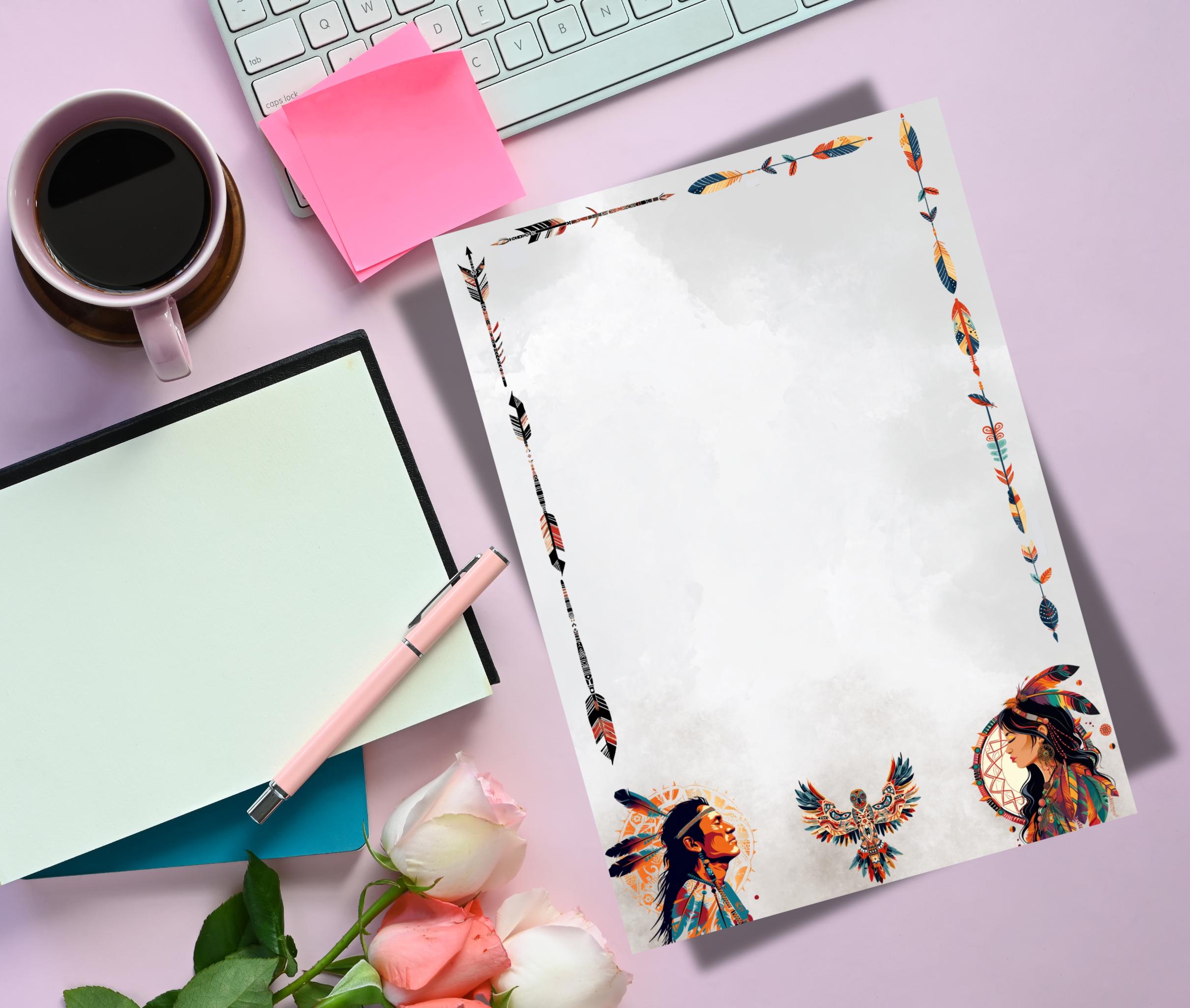 Indian Native Americans Printable Stationery Set-writing Paper Set A5 ...