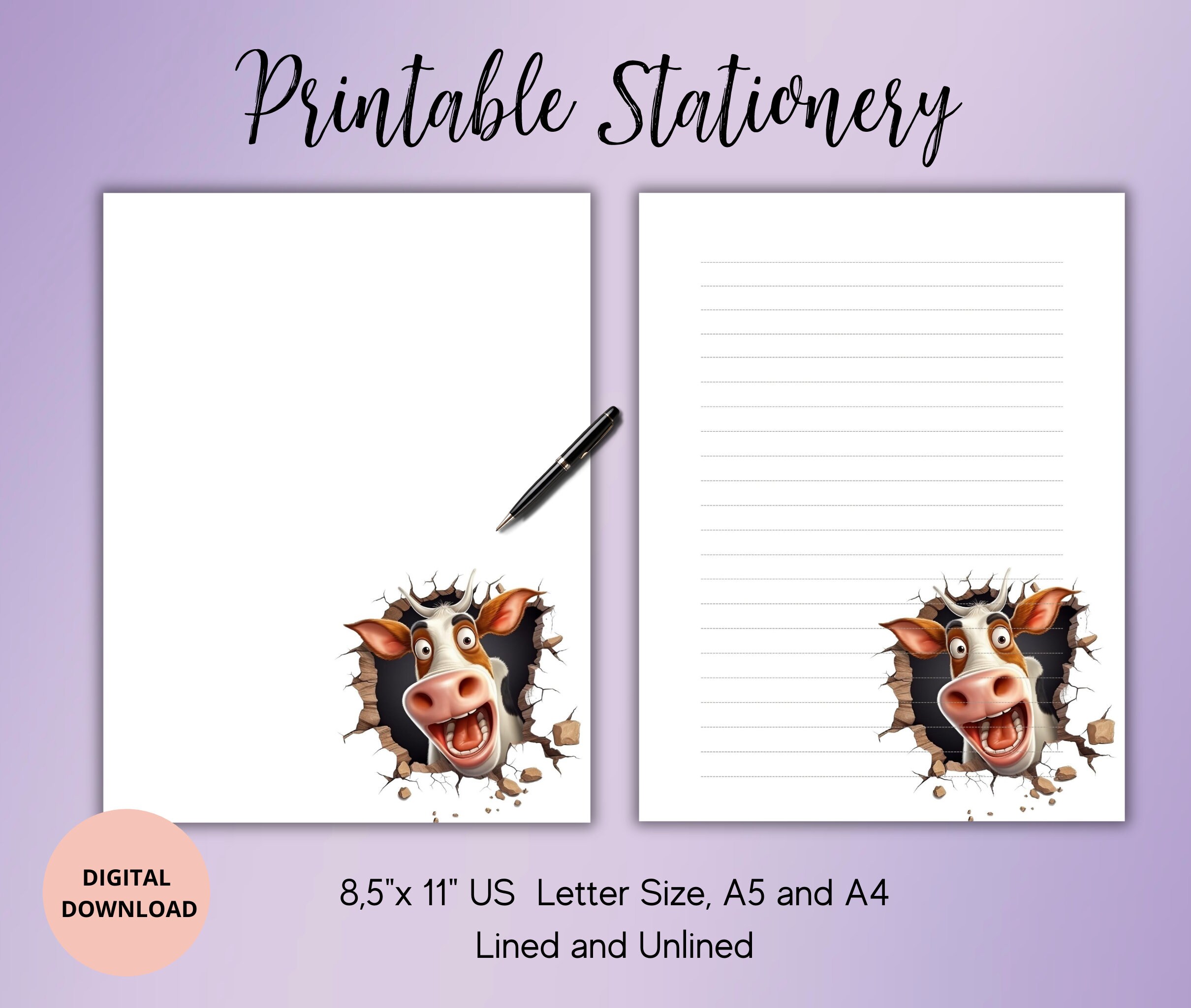 Download Funny Stationary,printable Cute Stationary,digital Letter,pen ...
