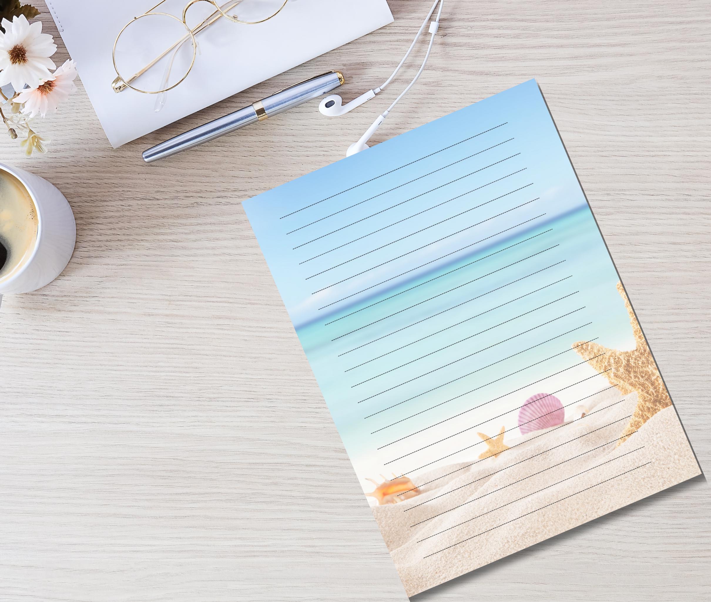 Beach Printable Stationery Digital Download,printable Writing Paper ...