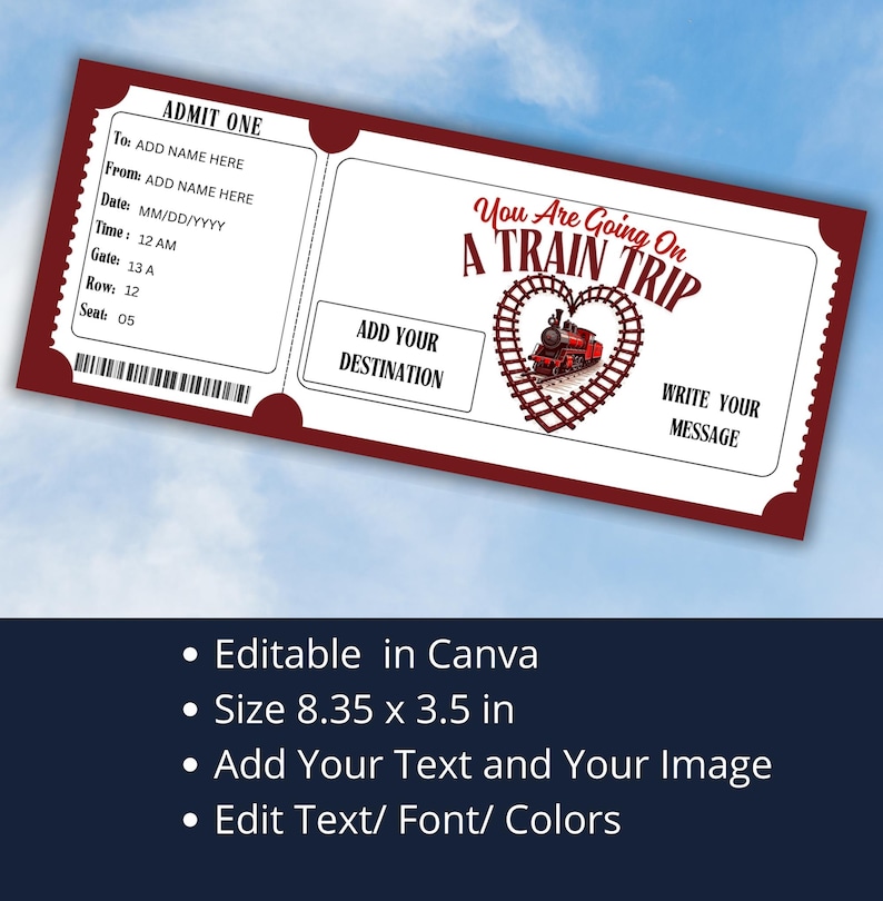 Editable Train Ticket Template-printable Train Ticket Template-travel ...